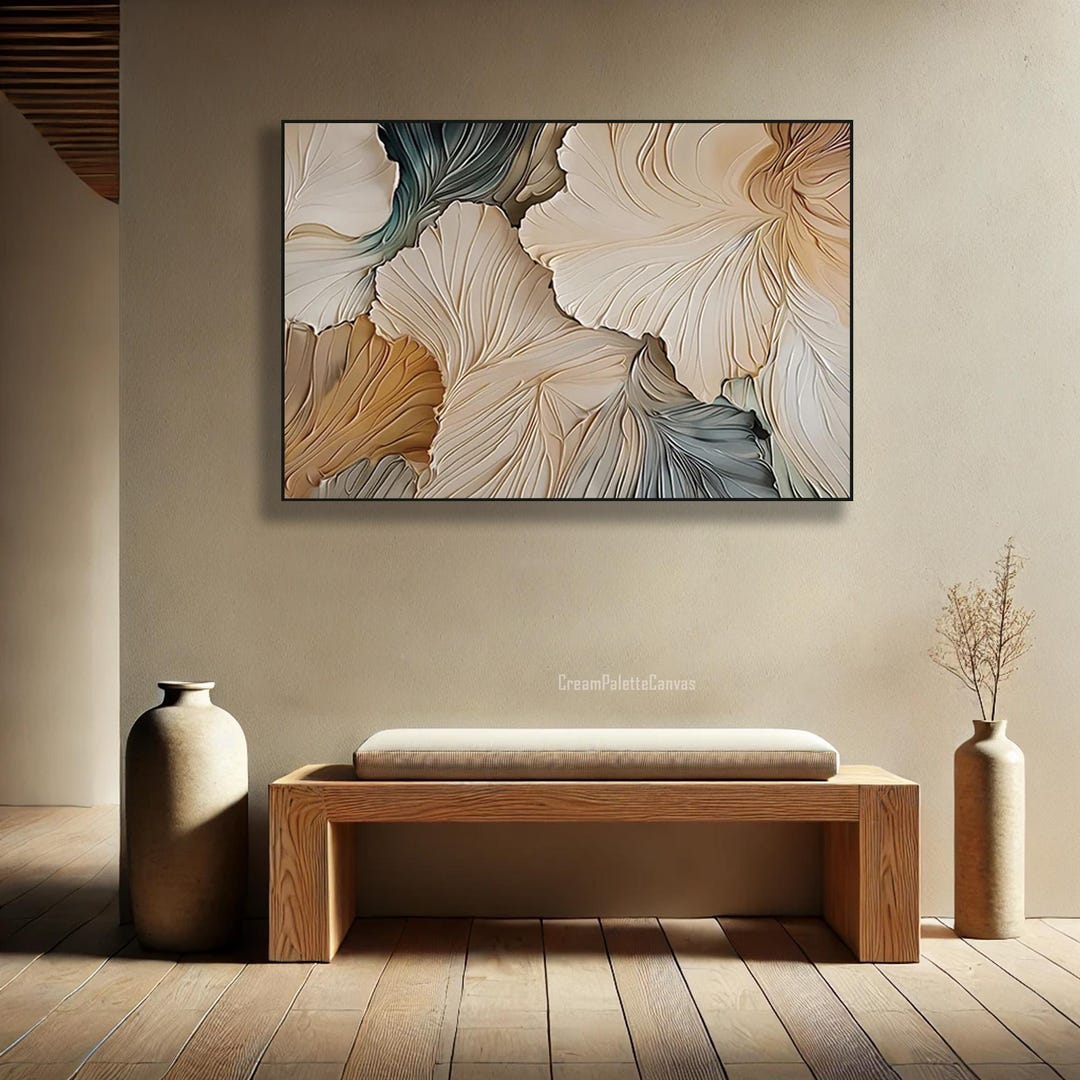 3D Petal Textured Abstract Floral Wall Art Horizontal Pattern Canvas ...