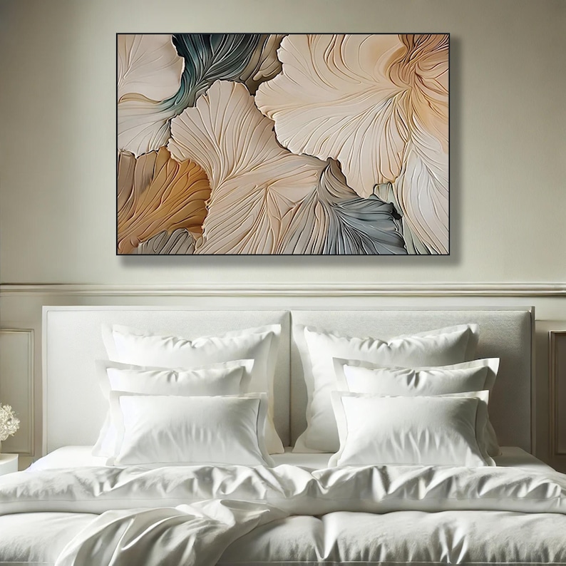 3D Petal Textured Abstract Floral Wall Art Horizontal Pattern Canvas ...