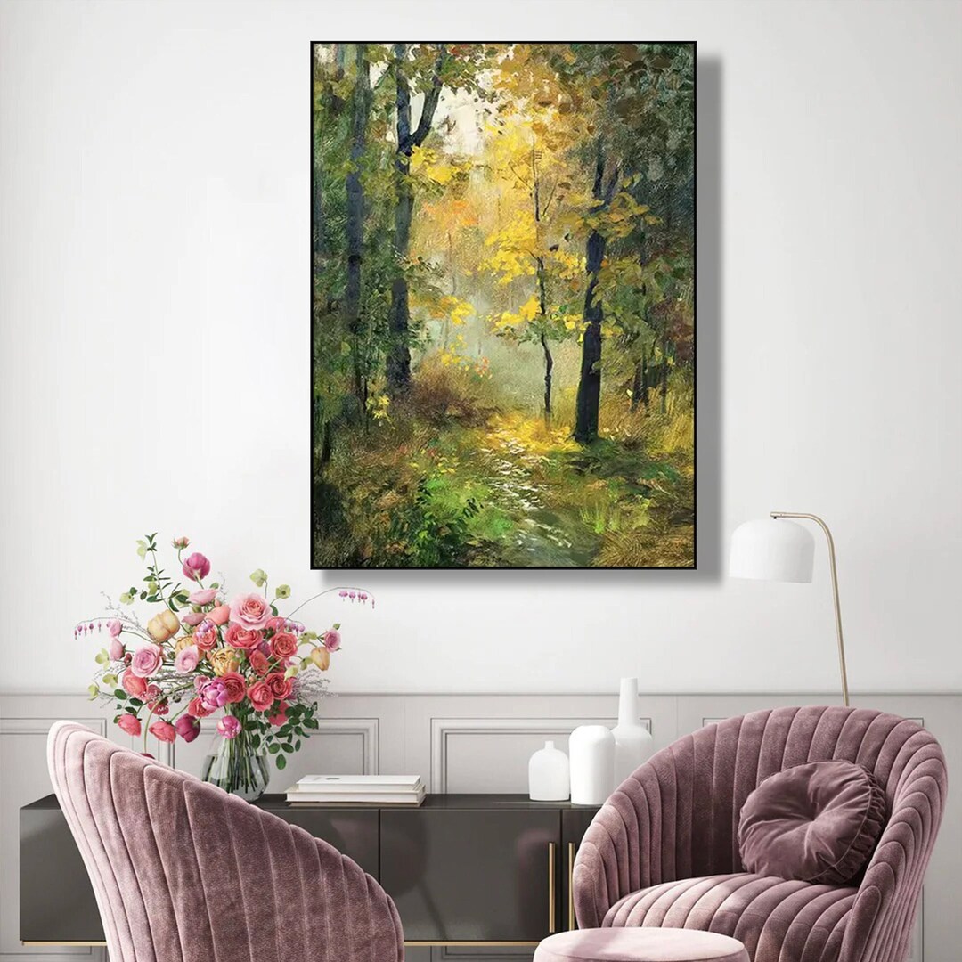 3D Framed Spring Forest Landscape Wall Art Green Woods Textured Wall ...