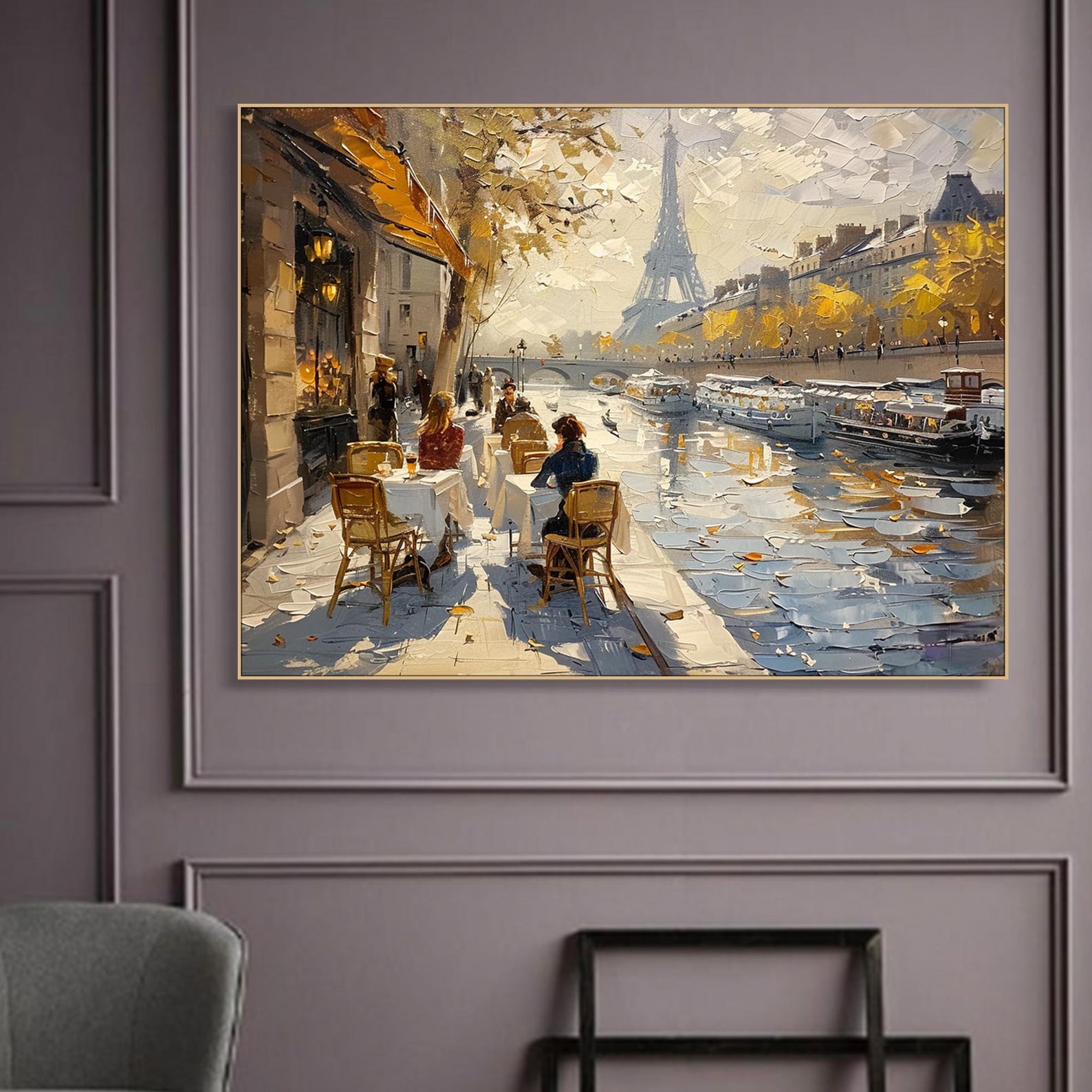 Cafe Street in Paris France,original Customizable Cityscape Painting ...