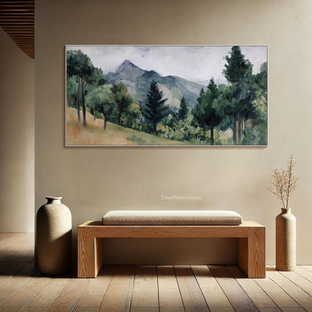 Mountain Landscape Oil Painting on Canvas Alpine Blue Hills Textured ...