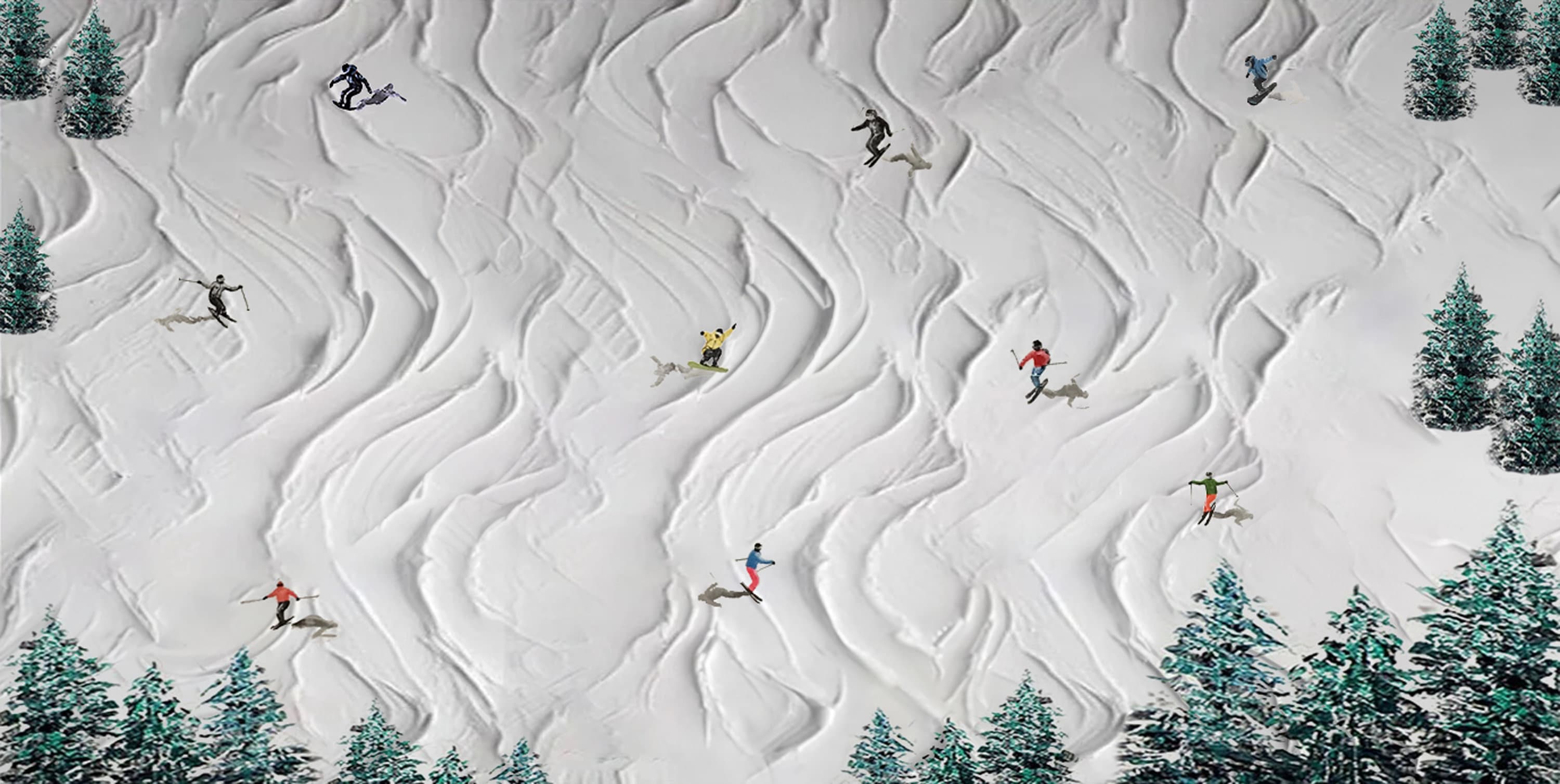 Original 3D Skiing Sport Art Panting on Canvas Textured Wall Art Gift ...