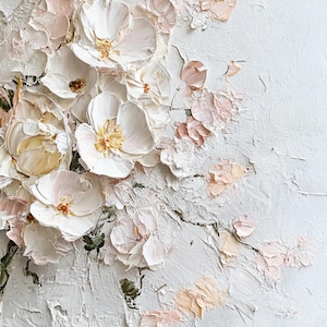 A Set of 2 Original Flower Painting Canvas Custom Floral Framed Creamy ...