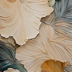 Neutral Tones 3D Abstract Ethereal Floral Textured Wall Art Unique Oil ...