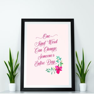 Printable Art Instant Download Wall Art With One Kind Word Can Change ...