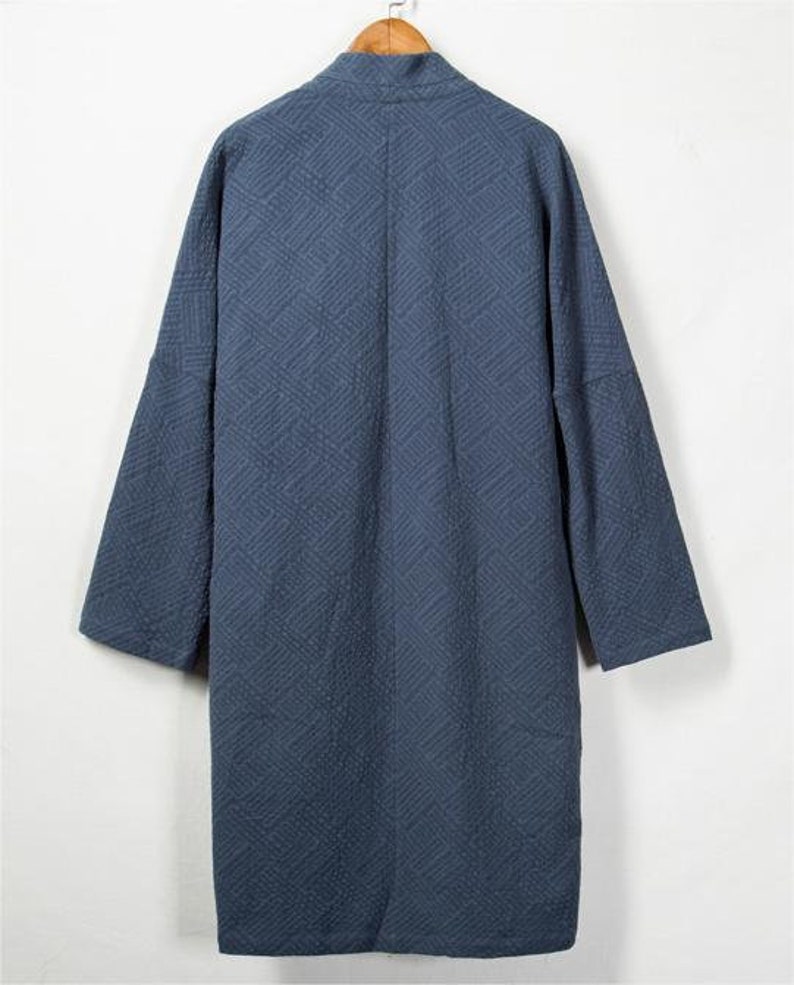Navy Kimono Robe, Men's Vintage Yukata, Premium Cotton Bathrobe, Plus ...