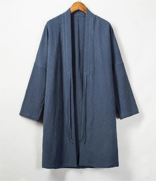 Navy Kimono Robe, Men's Vintage Yukata, Premium Cotton Bathrobe, Plus ...