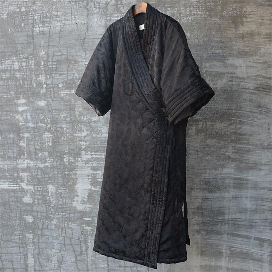 Black Printed Men's Robe, Comfortable Men's Robe, Black Floral Men's ...