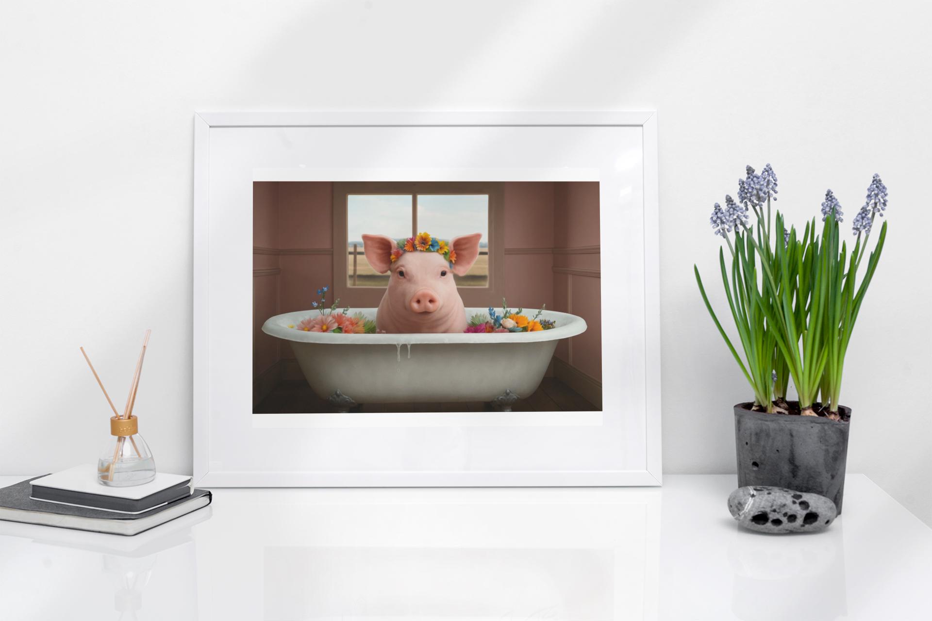 Farm Animals Soaking in the Tub | 3 Pack | Cow | Chicken | Pig | Floral ...