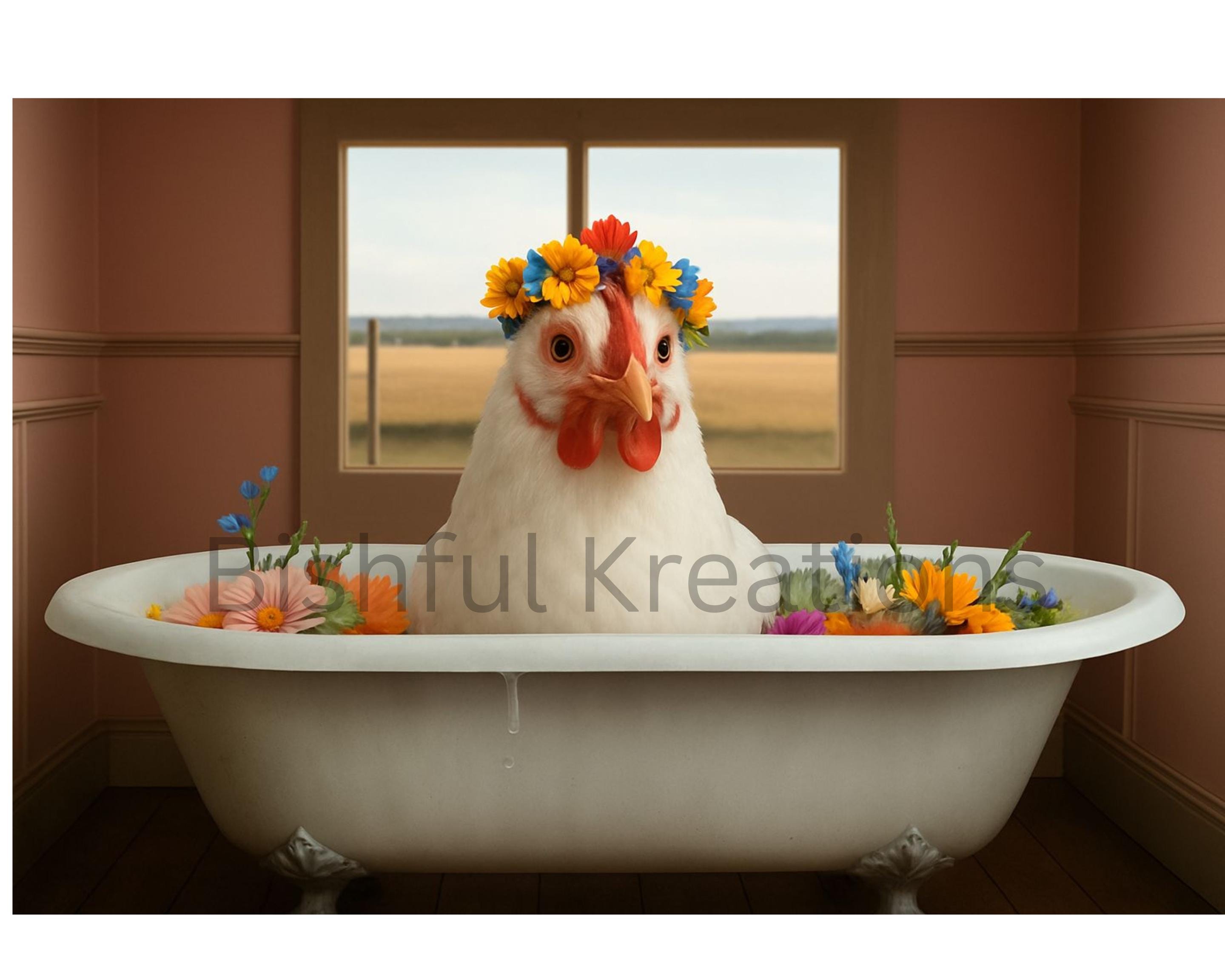 Farm Animals Soaking in the Tub | 3 Pack | Cow | Chicken | Pig | Floral ...