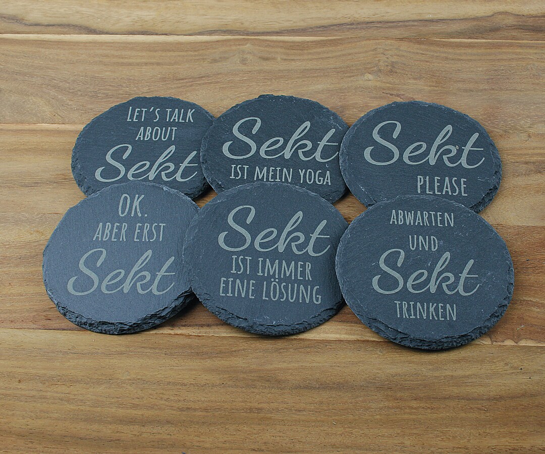 Slate Coaster - Champagne Sayings - Gift Idea - Laser Engraving ...