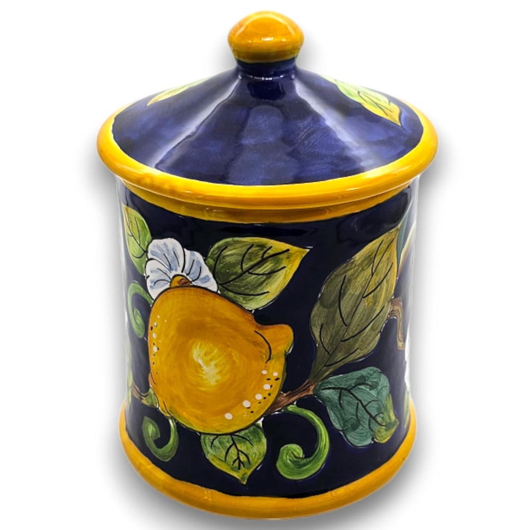 Hand-painted Ceramic Jar – Sunflower and Lemons, Italian Pottery - Etsy