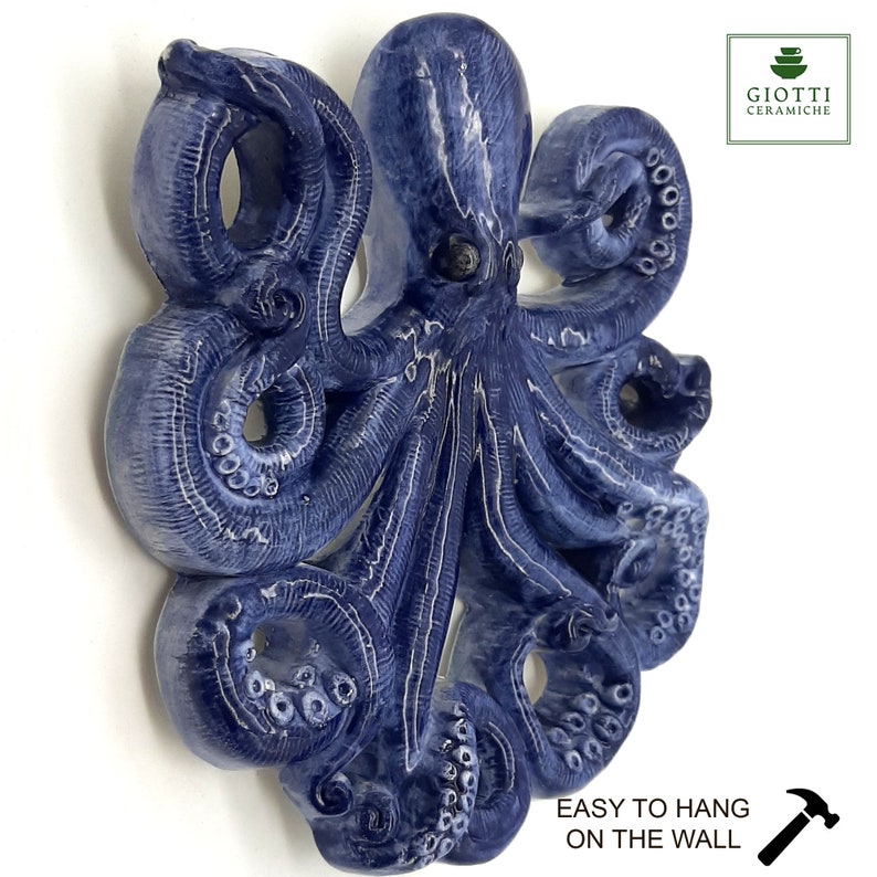 Hand-painted Ceramic Octopus Wall Hanging – Italian Pottery, Sea Theme ...