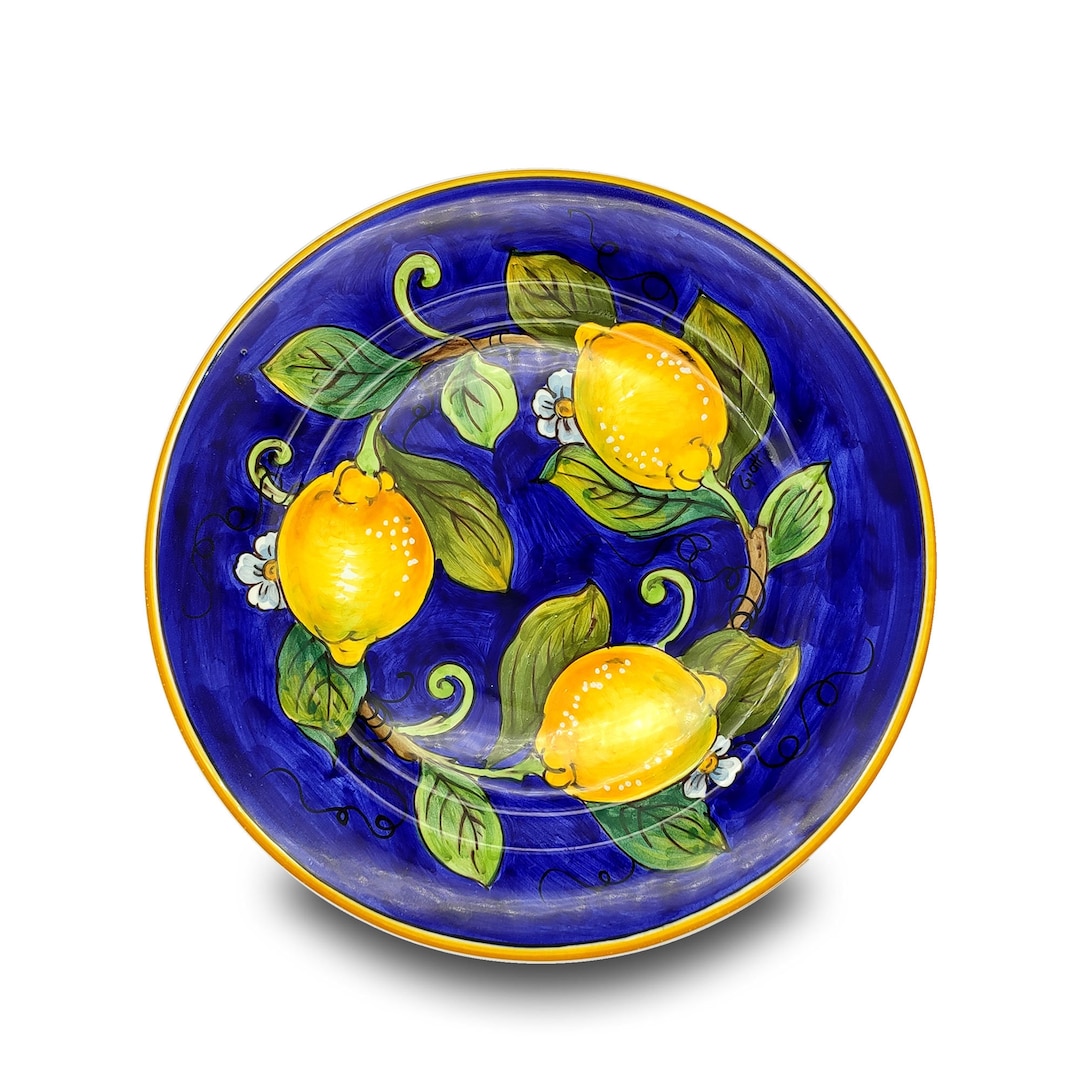 Italian Ceramic - Dinnerware Plate Lemon Design - Hand Painted Dish ...