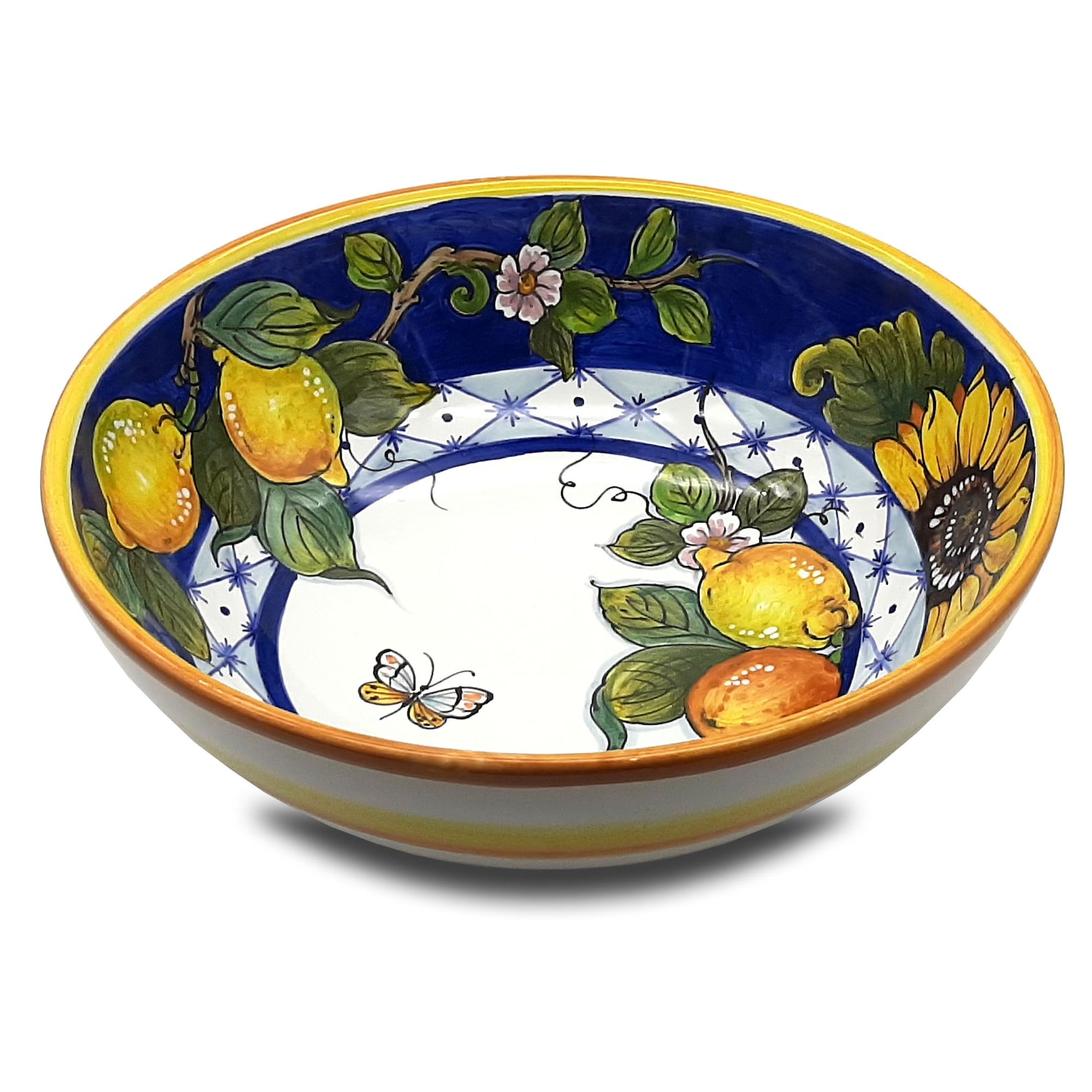 Hand-painted Ceramic Pasta Bowl – Italian Tuscany Lemon Sunflower ...