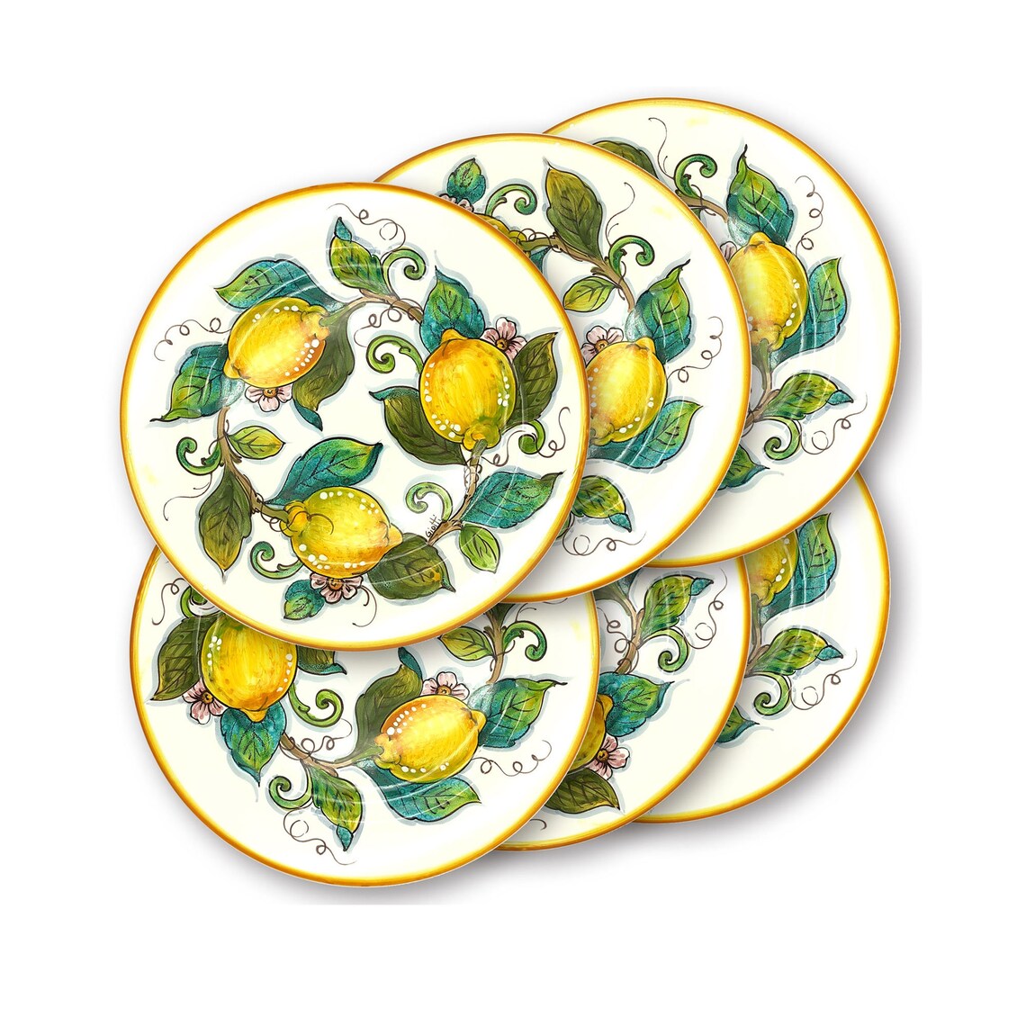 Italian Ceramic Set Dinnerware Plates Lemon Design Hand - Etsy