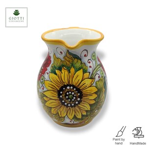 Italian Ceramic Pitcher Poppies - Hand Painted Utensil Holder Carafe ...