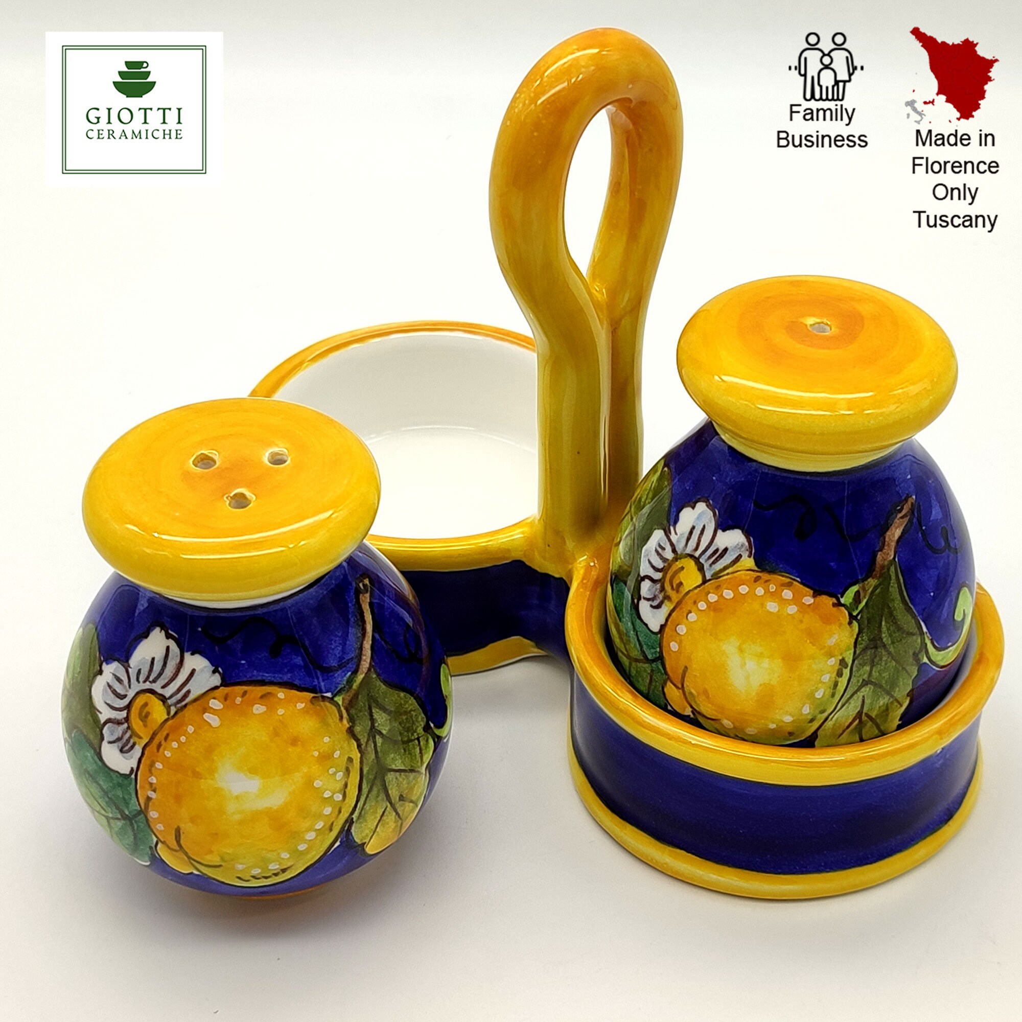 Hand-painted Italian Ceramic Salt and Pepper Shakers – Lemon Blue ...