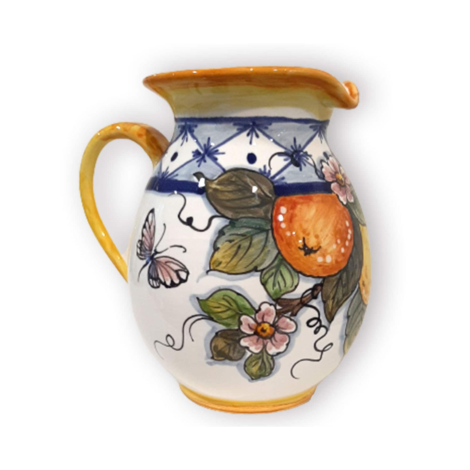 Italian Ceramic Pitcher Lemon Hand Painted Utensil Holder | Etsy