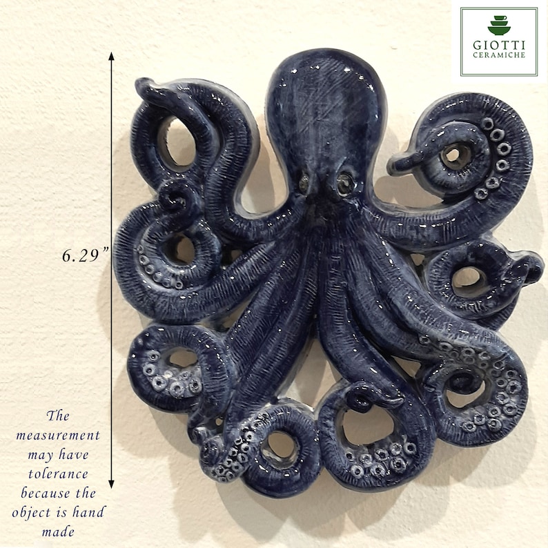 Hand-painted Ceramic Octopus Wall Hanging – Italian Pottery, Sea Theme ...