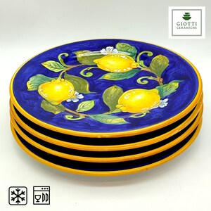 Hand-painted Italian Ceramic Dinner Plates – Set of 4 Blue Lemon Dishes ...
