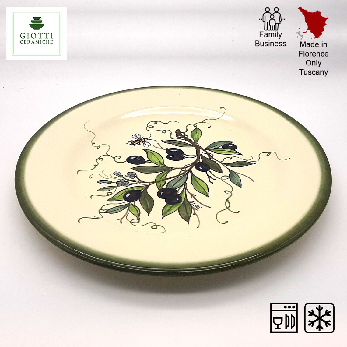 Italian Ceramic Plate – Hand-painted Olive Design, Tuscany Dinnerware ...