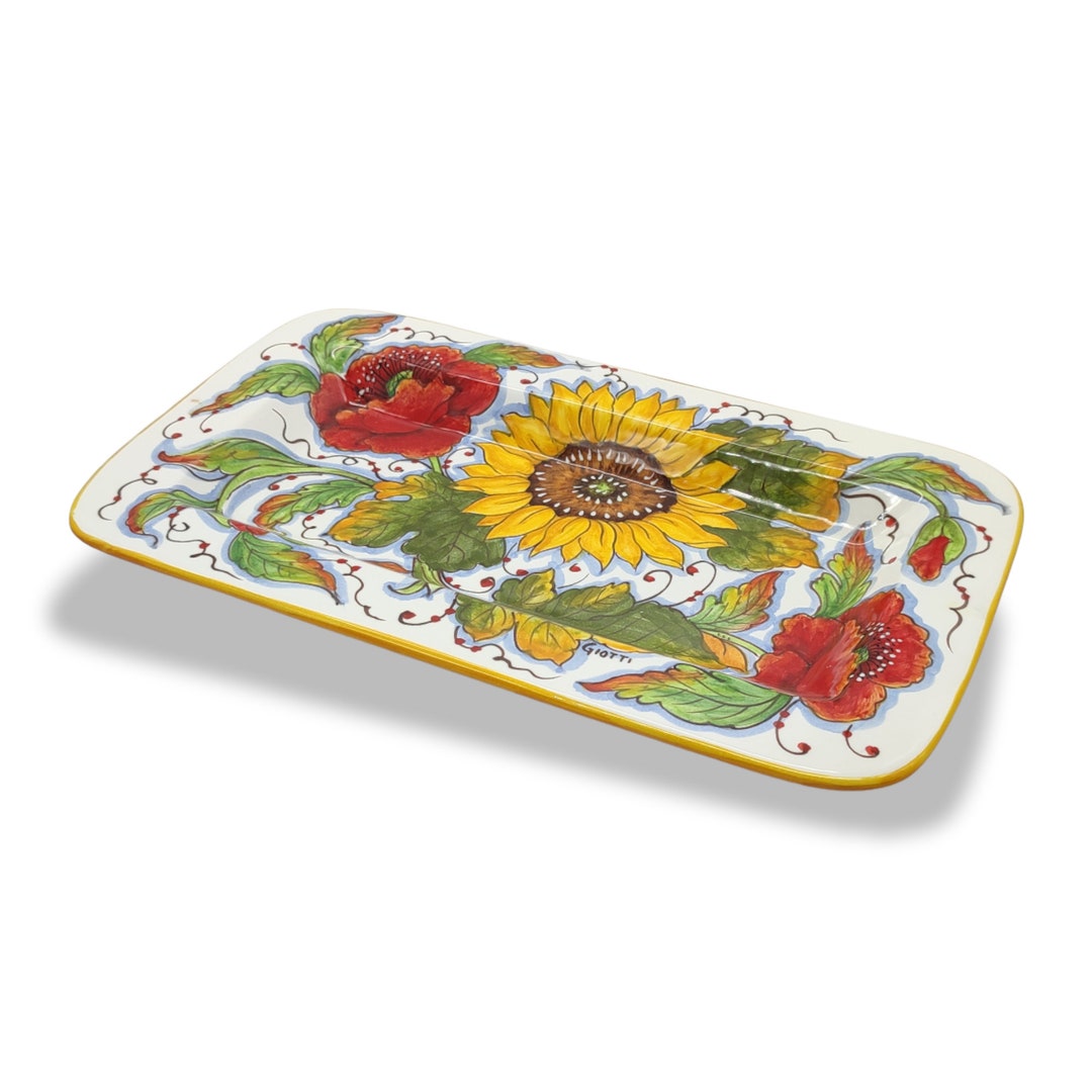 Large Ceramic Tray - Italian Dinnerware Serving Tray - Poppies ...