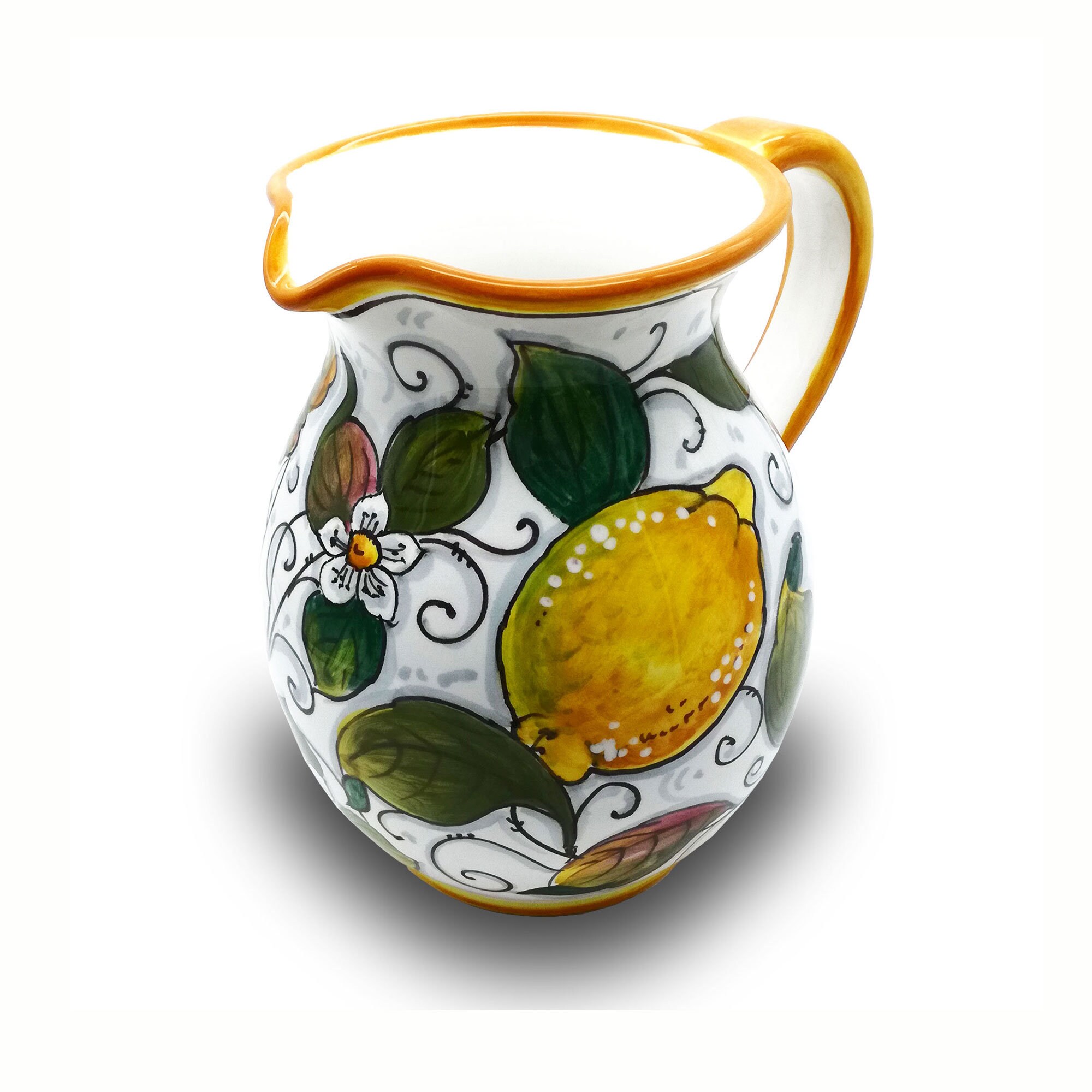 Italian Ceramic Pitcher Lemon Grapes Hand Painted Utensil - Etsy