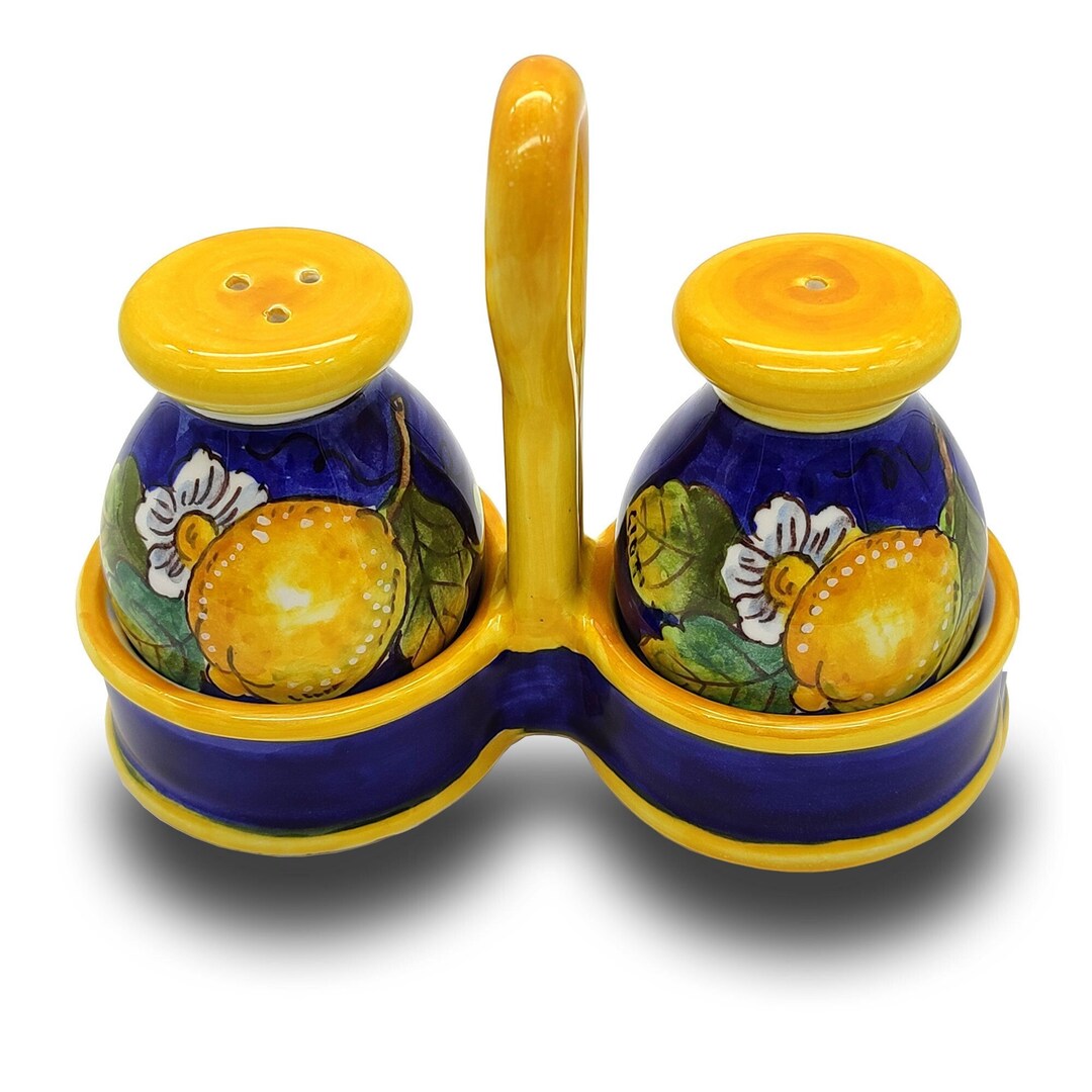 Hand-painted Italian Ceramic Salt and Pepper Shakers – Lemon Blue ...