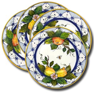 Italian Ceramic - Set of 4 Dinnerware Plate Lemons ISCHIA - Hand ...