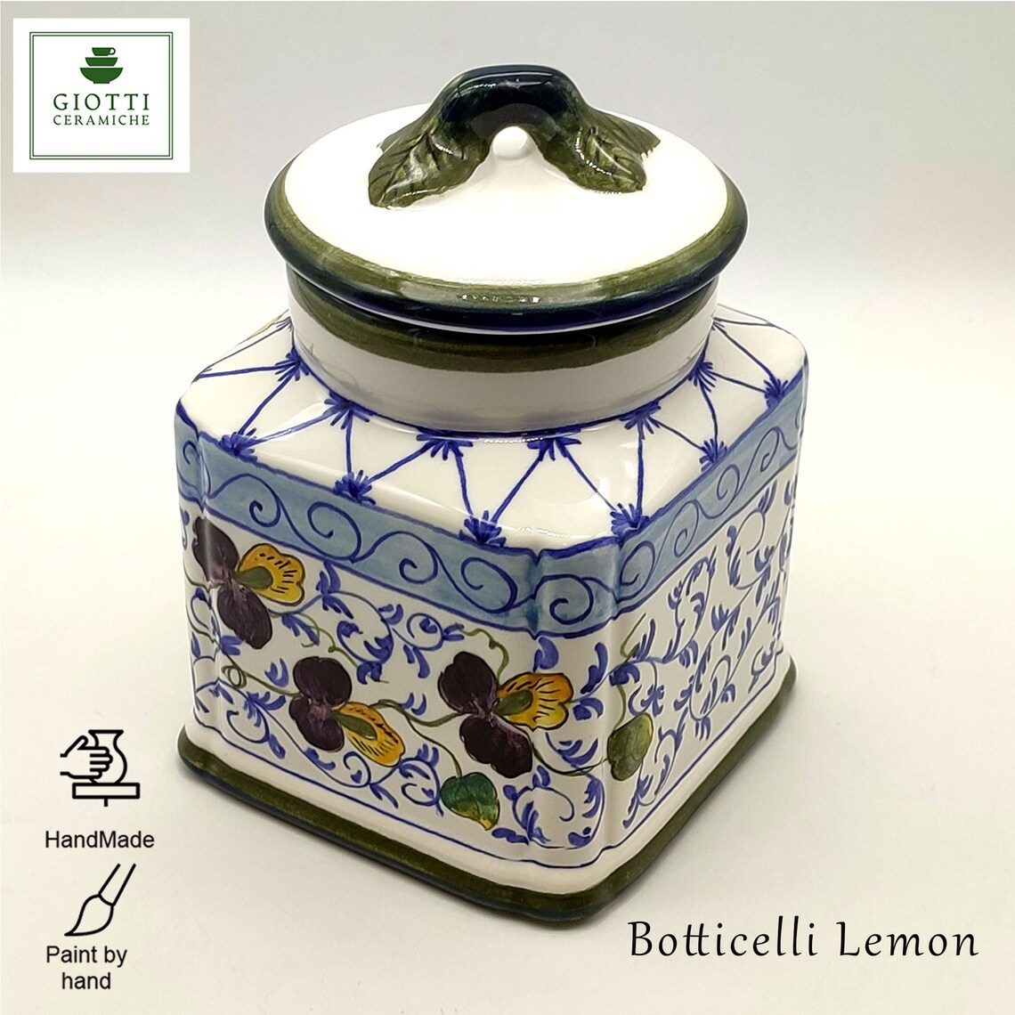 Hand Painted Italian Pottery Jar – Tuscan Kitchen Canister With Lid - Etsy