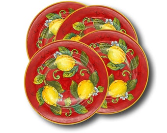 Italian Ceramic Set Dinnerware Plates Lemon Design Hand | Etsy