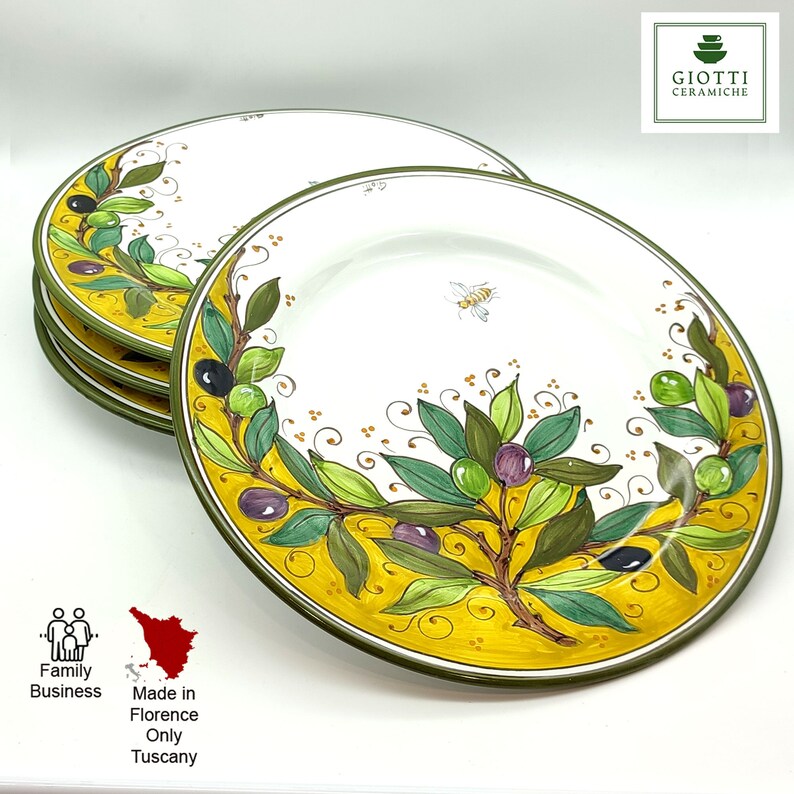 Hand-painted Italian Ceramic Dinner Plates - Set of 4, Olive Design - Etsy