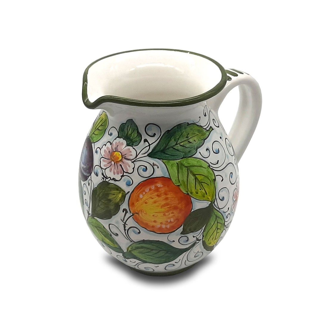Hand-painted Italian Ceramic Pitcher – Lemon Plum Tuscany Decor - Etsy