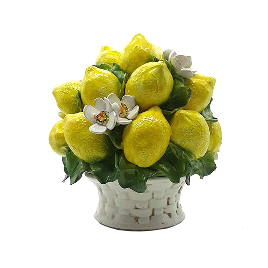 Tuscan Basket With Lemons Decoration Handmade, Hand-painted Kitchen Art ...