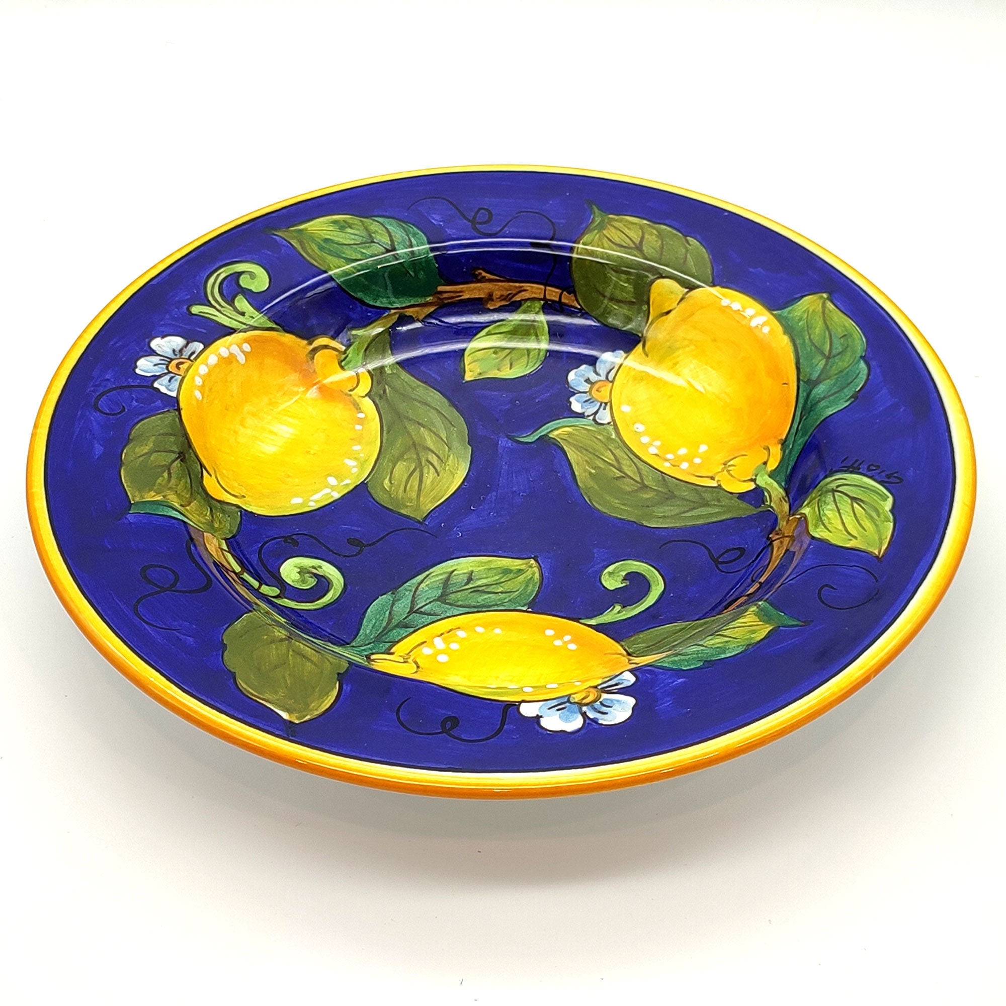 Italian Ceramic Dinnerware Pasta Bowl Lemon Design Hand | Etsy