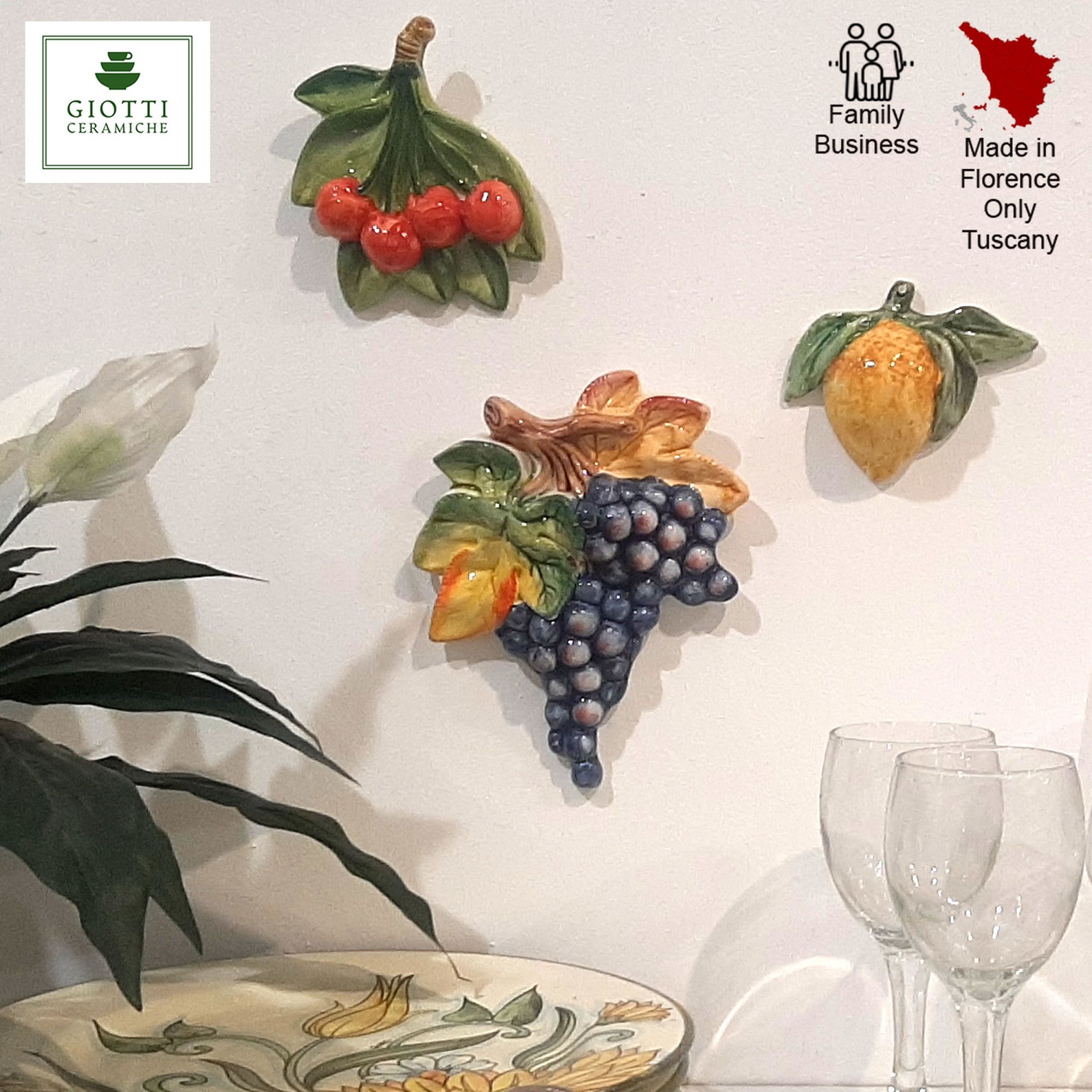 Italian Ceramic Fruits Set Decorations for Kitchen Hand | Etsy