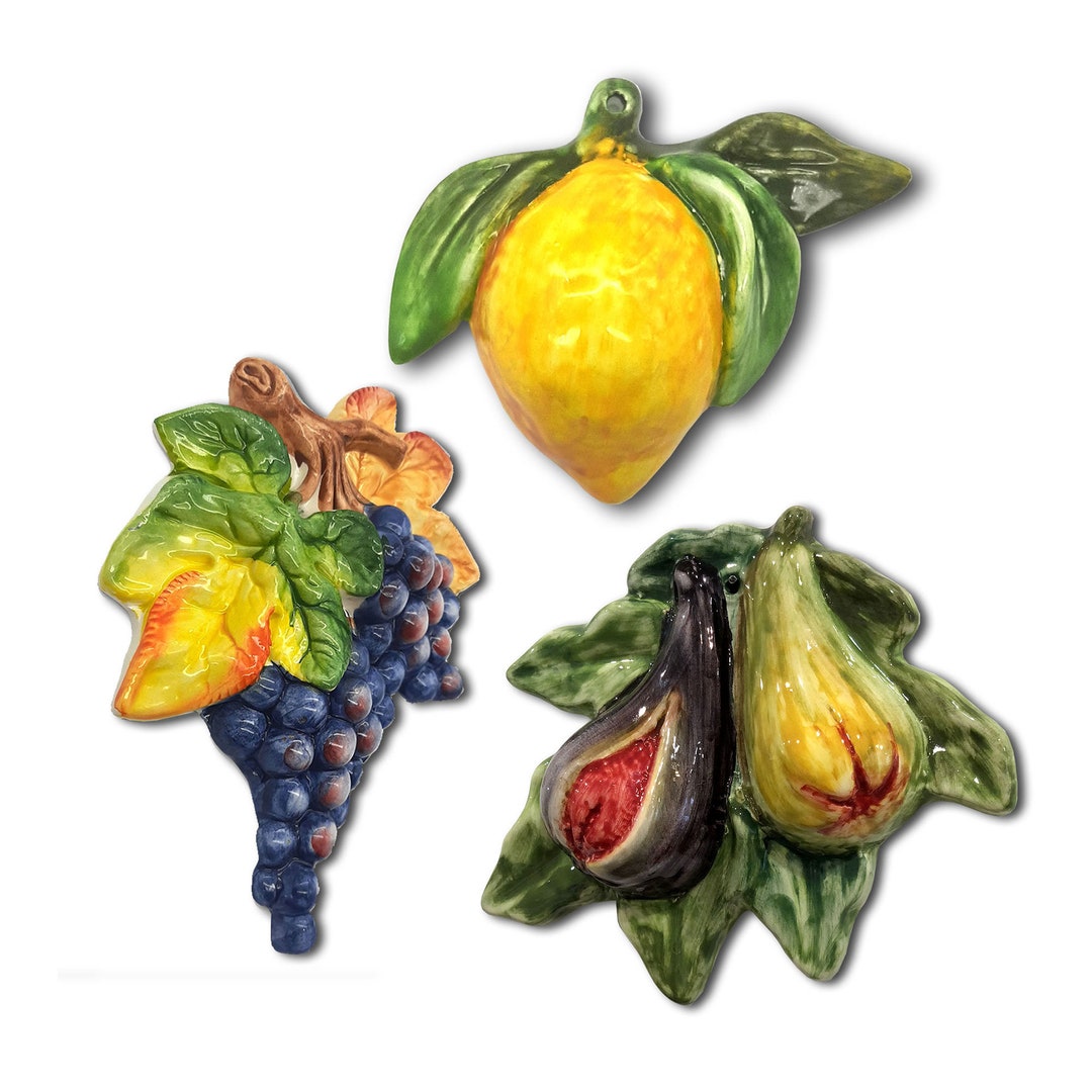 Italian Ceramic Fruits Set Decorations for Kitchen - Hand Painted ...