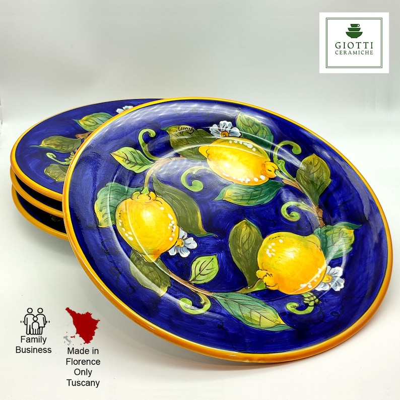 Italian Ceramic - Dinnerware Plate Lemon Design - Hand Painted Dish ...
