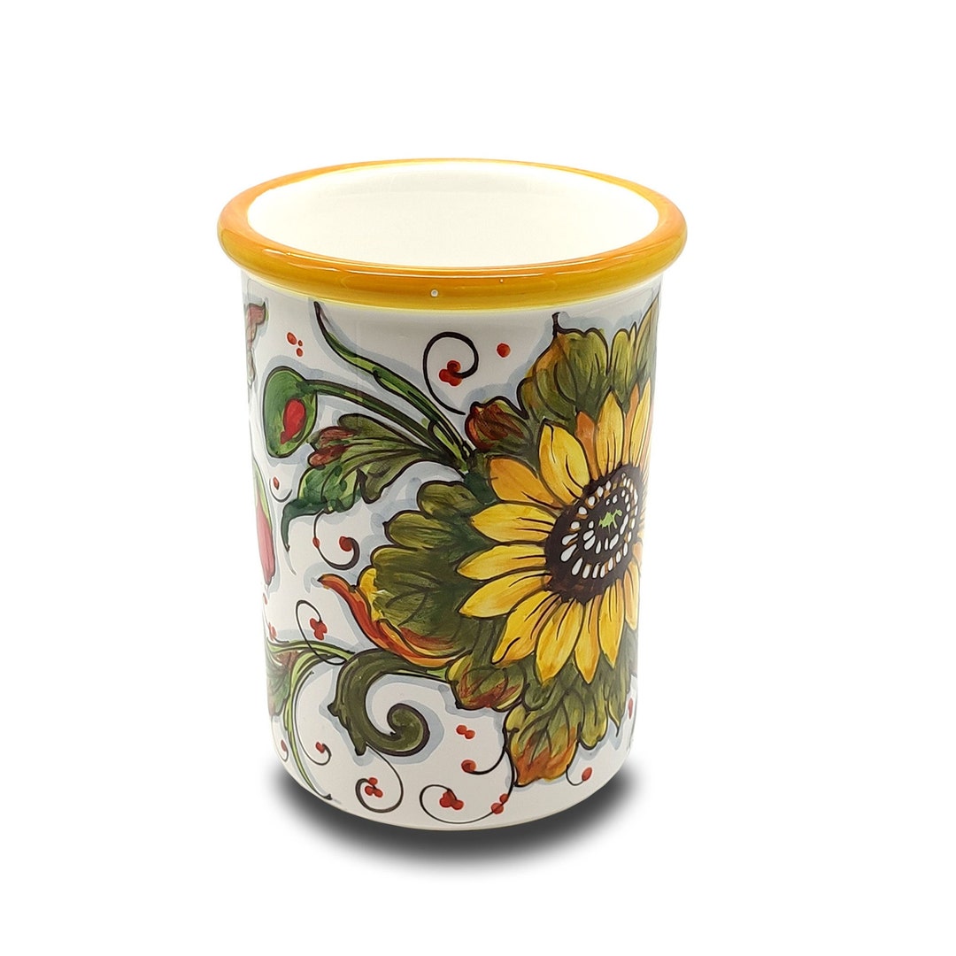 Italian Ceramic Utensil Holder Vessel - Utensil Holder Wine Bottle ...