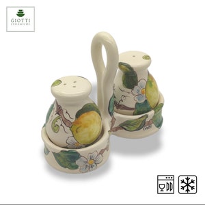 Italian Ceramic Salt and Pepper Shakers Lemon Beige - Hand Painted Made ...