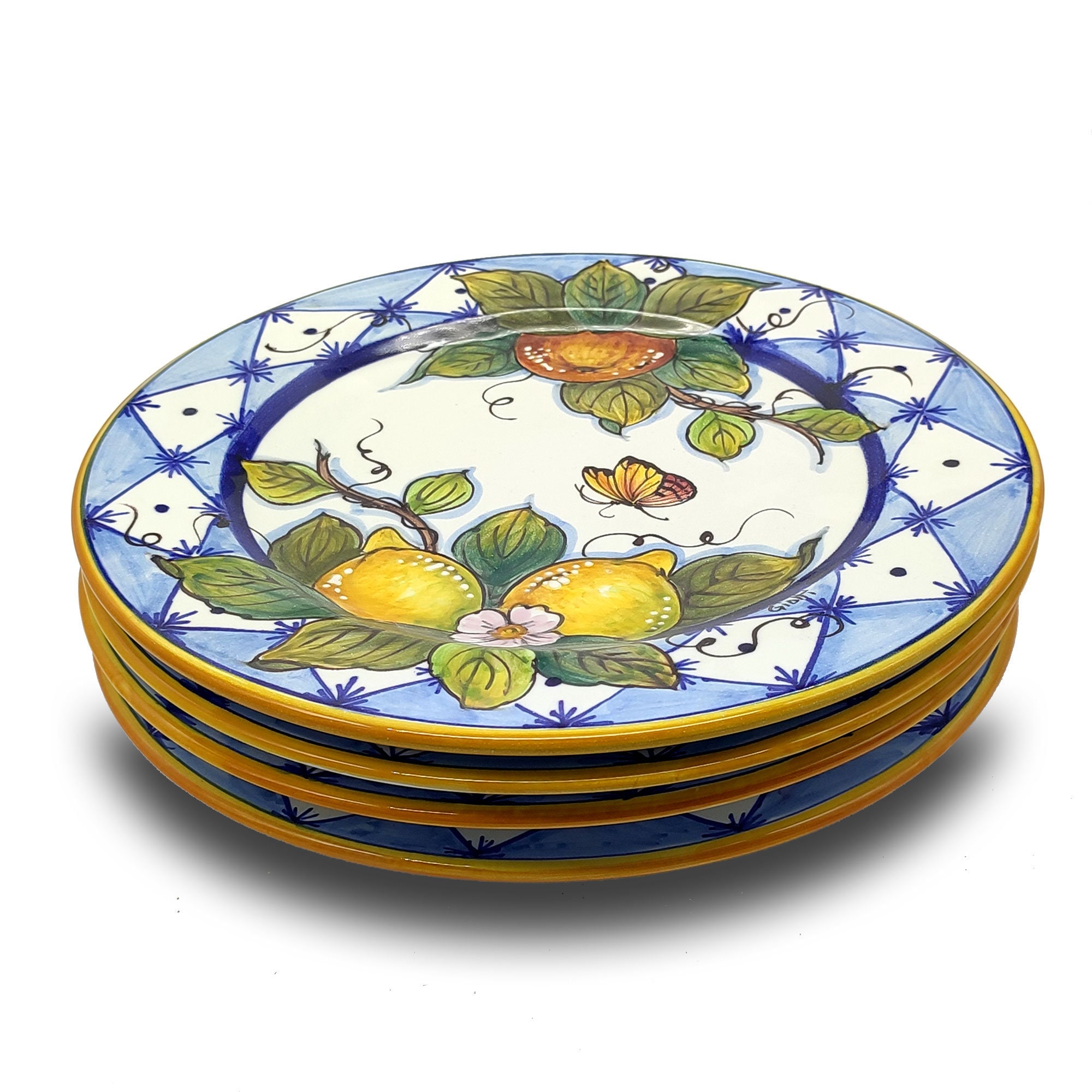 Italian Ceramic Dinner Plates – Hand-painted Lemons, Set of 4 - Etsy