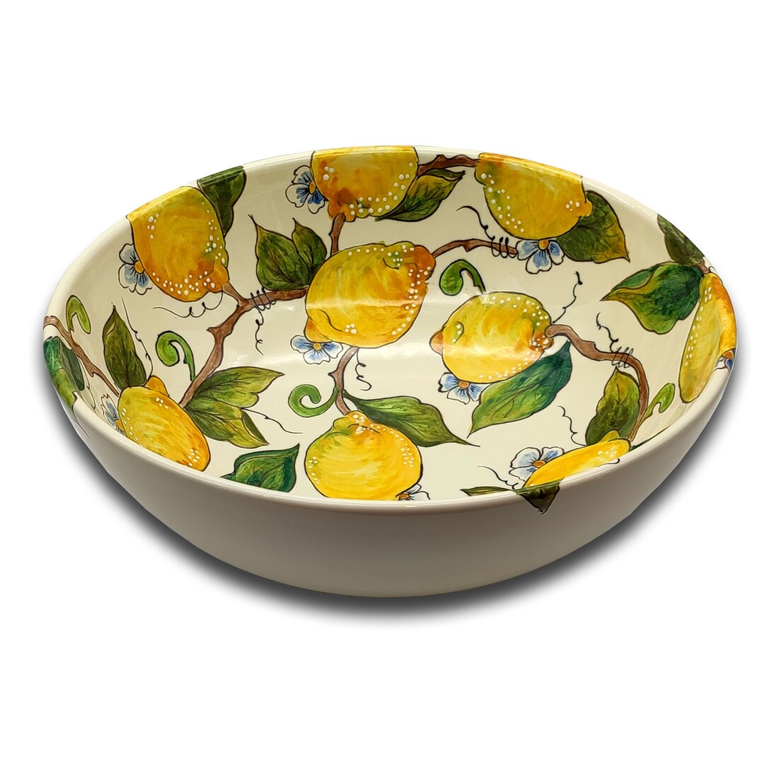 Hand-painted Ceramic Pasta Bowl – Large Italian Serving Platter, Lemon ...