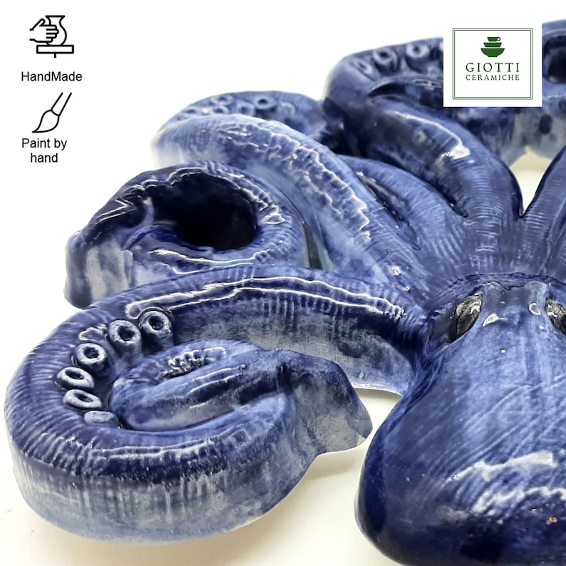 Hand-painted Ceramic Octopus Wall Hanging – Italian Pottery, Sea Theme ...