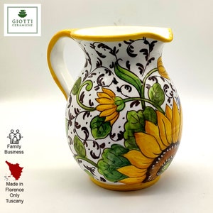 Hand Painted Italian Ceramic Pitcher – Sunflower Tuscan Decor - Etsy