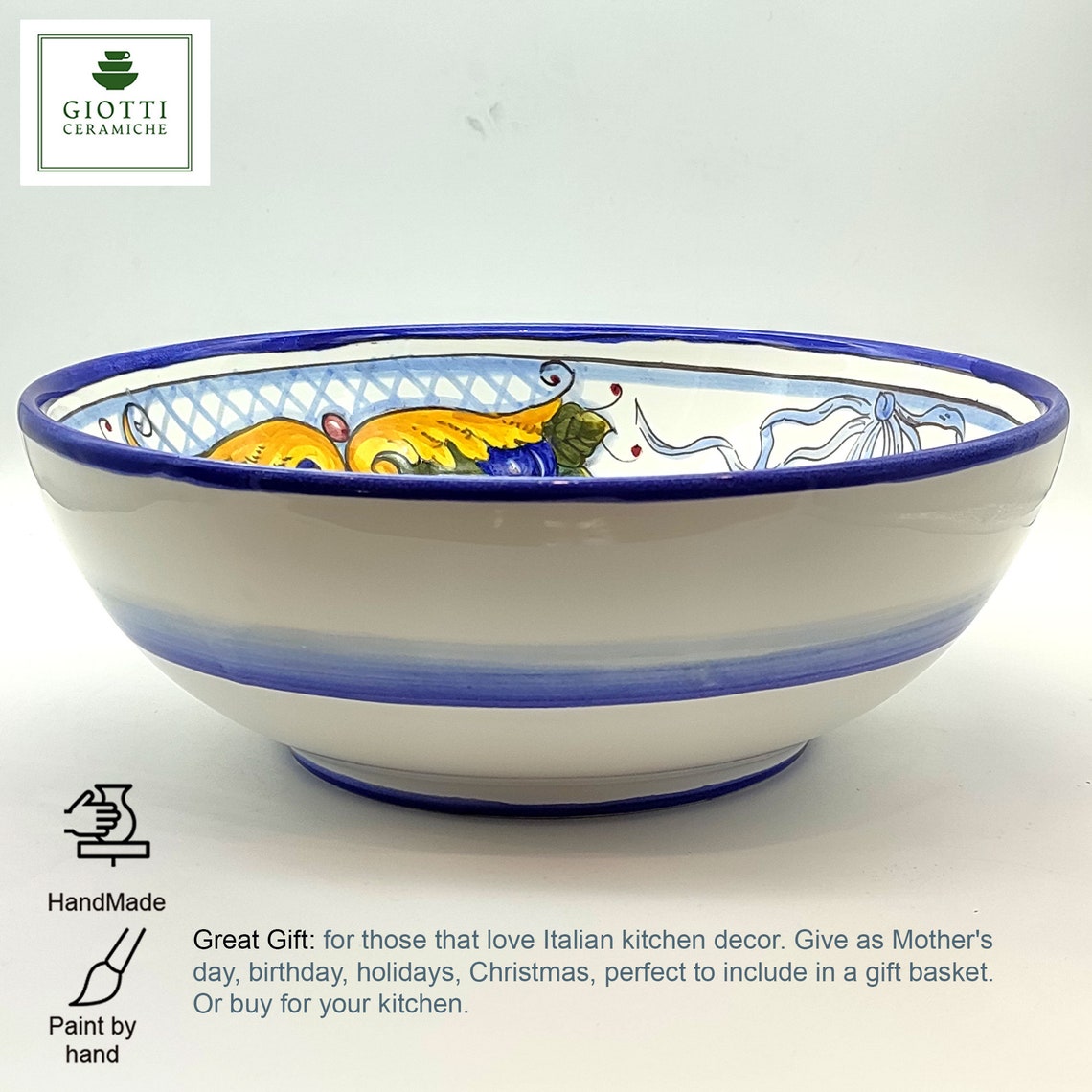 Hand-painted Ceramic Pasta Bowl – Large Italian Tuscany Dinnerware - Etsy