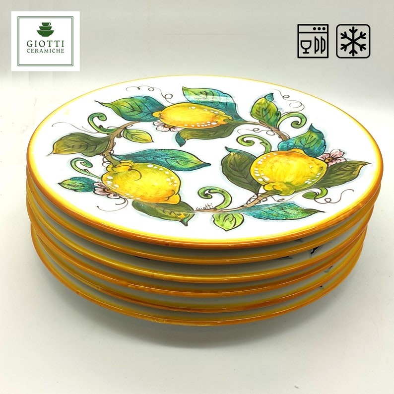 Italian Ceramic Set Dinnerware Plates Lemon Design Hand - Etsy