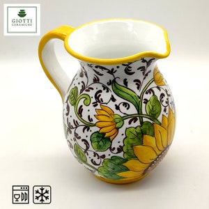 Hand Painted Italian Ceramic Pitcher – Sunflower Tuscan Decor - Etsy