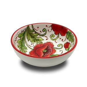 Italian Ceramic Cereal Bowl Set – Hand-painted Poppies, Tuscany Decor ...