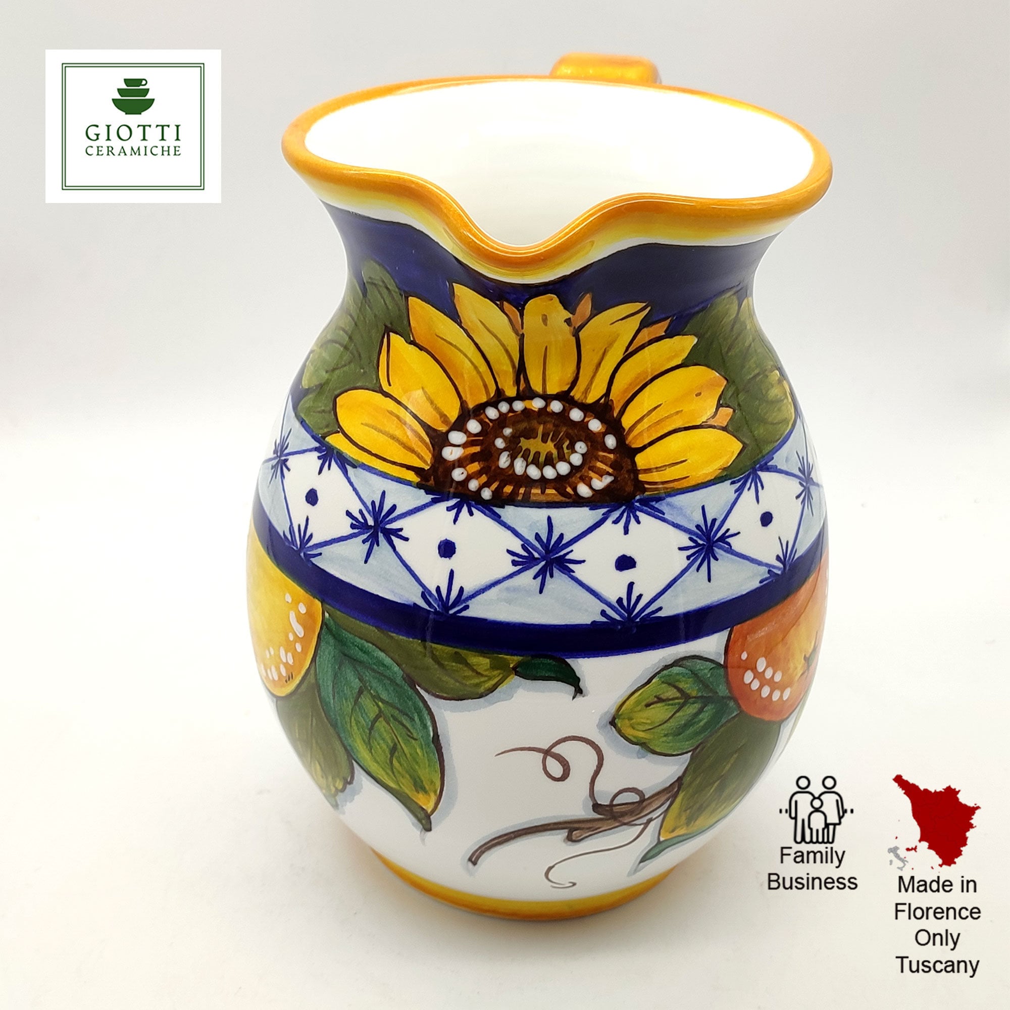 Italian Ceramic Pitcher – Hand Painted Lemon Decor, Tuscany Utensil ...